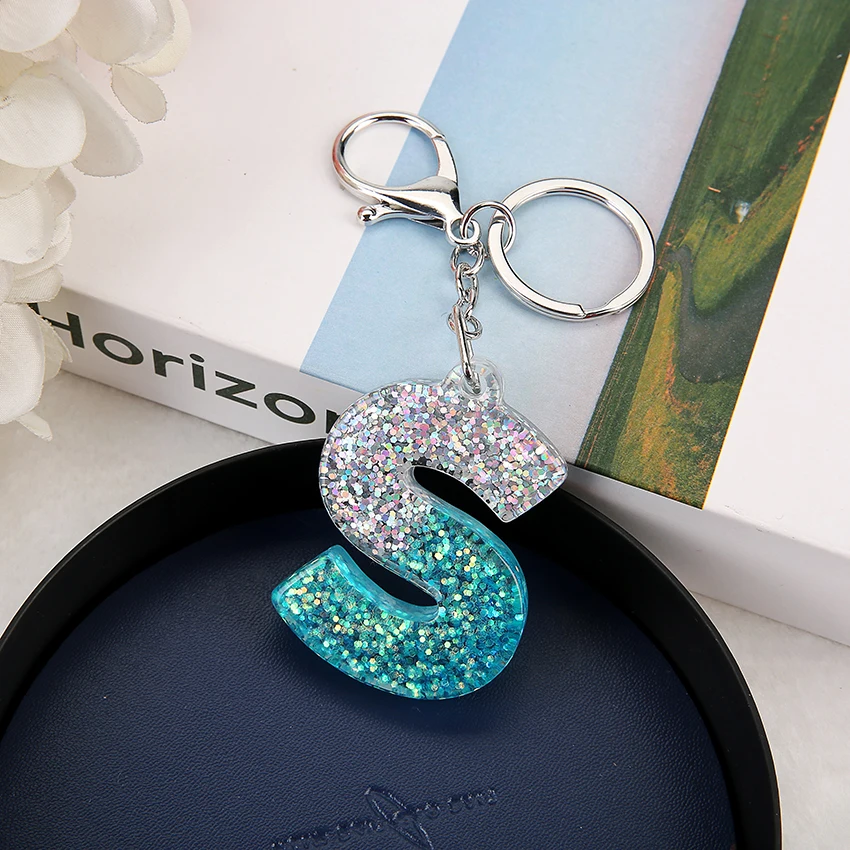 1PC Women Keychain Keyring English Letters English Words Glitter ...