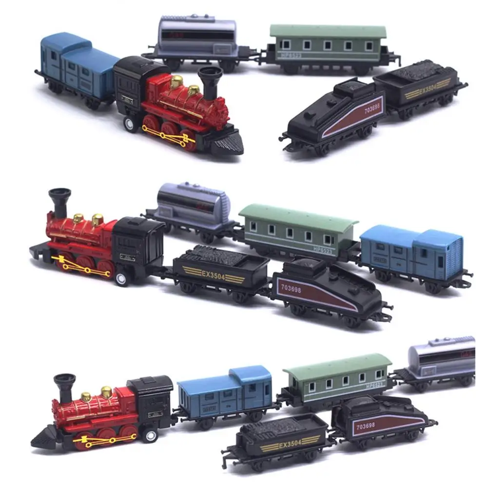 6 in 1 Diecast Steam Train Locomotive Carriage Pull Back Model ...