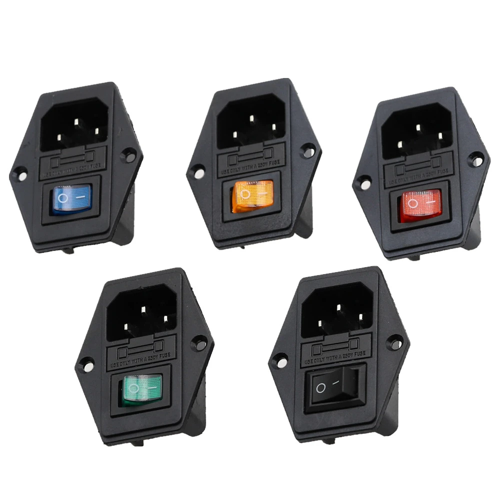 1set 10a 250v Inlet Module Plug Rocker Switch Male Power Socket 3 Pin ...