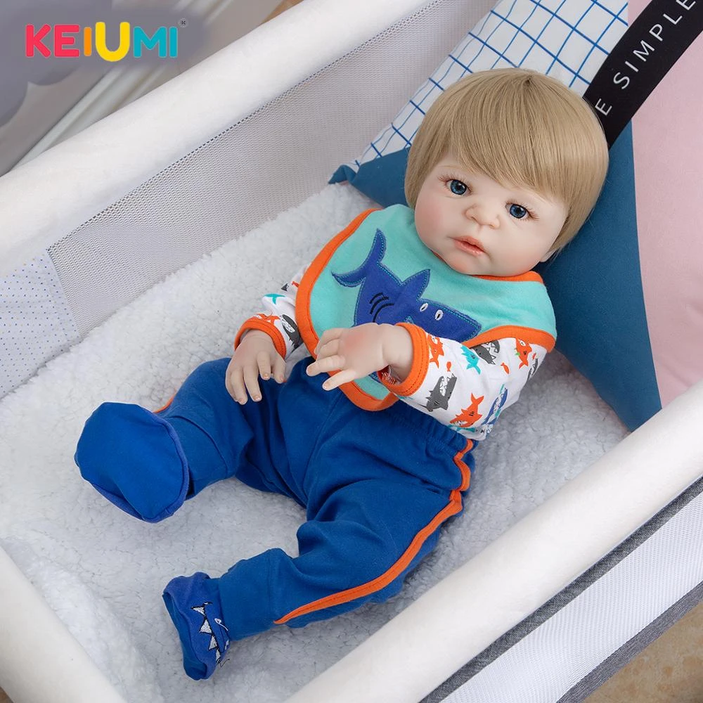 Newborn Doll Realistic 57 Cm Full Silicone Baby Reborn Doll Boy Vinyl ...
