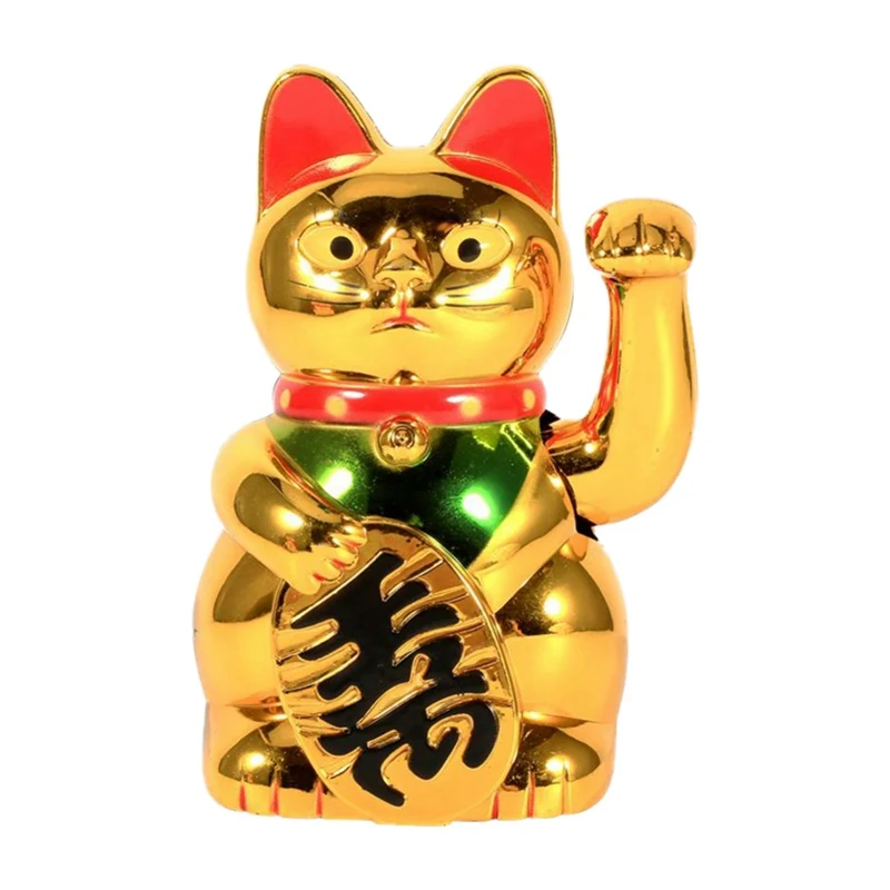 Chinese-Lucky-Cat-Large-Gold-Maneki-Neko-Waving-Hand-Paw-Up-Wealth ...