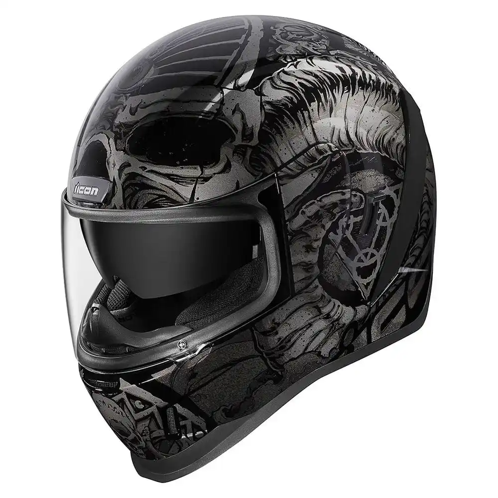 Helmet Integral Icon Airform Sacrosanct Black Motorcycle Motor ...