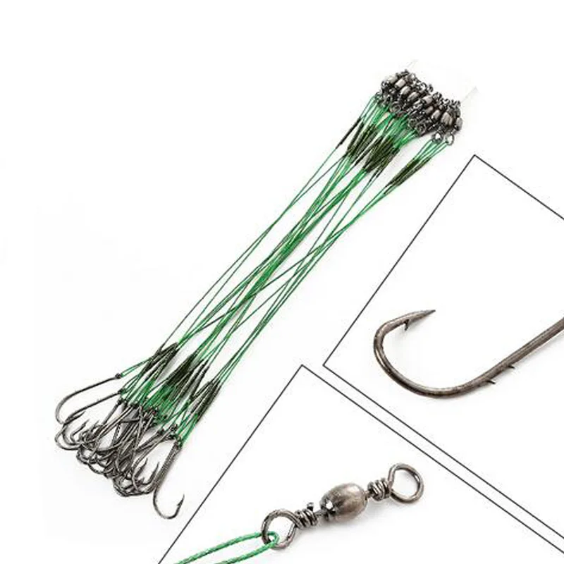 Fio de aço inoxidável Líder Hook Rig, Pesca Líder Wire Rigs, Snells ...