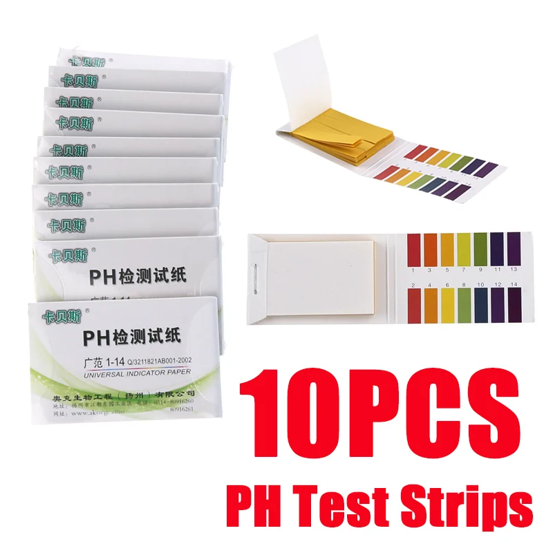 10pcs=800 PH Papers Strips PH 1-14 Universal Full Range Litmus Test ...