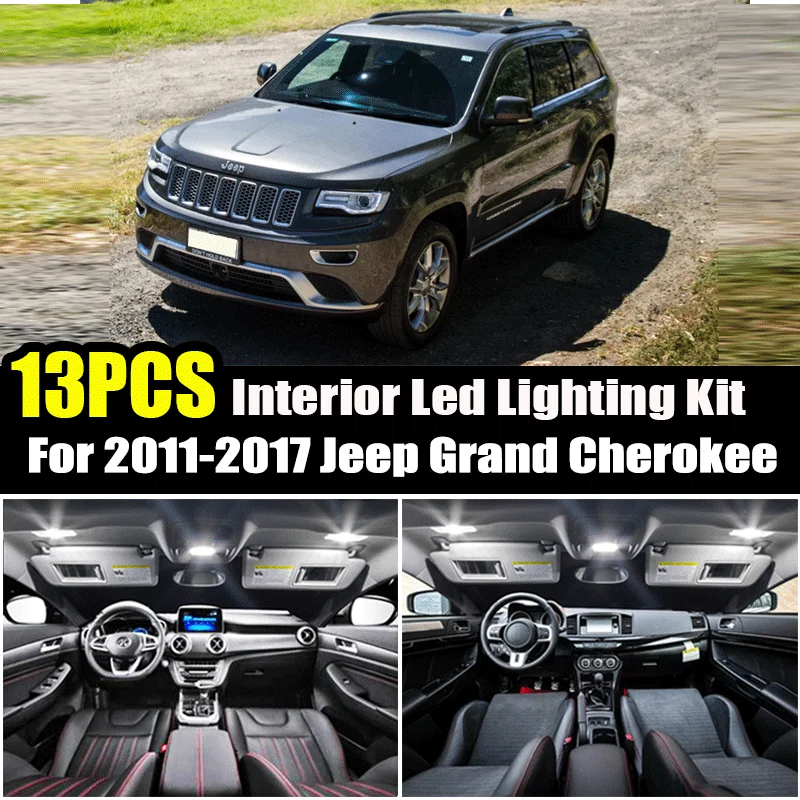 For Jeep Grand Cherokee 2011- 2016 2017 13Pcs White Canbus T10 W5W Led ...