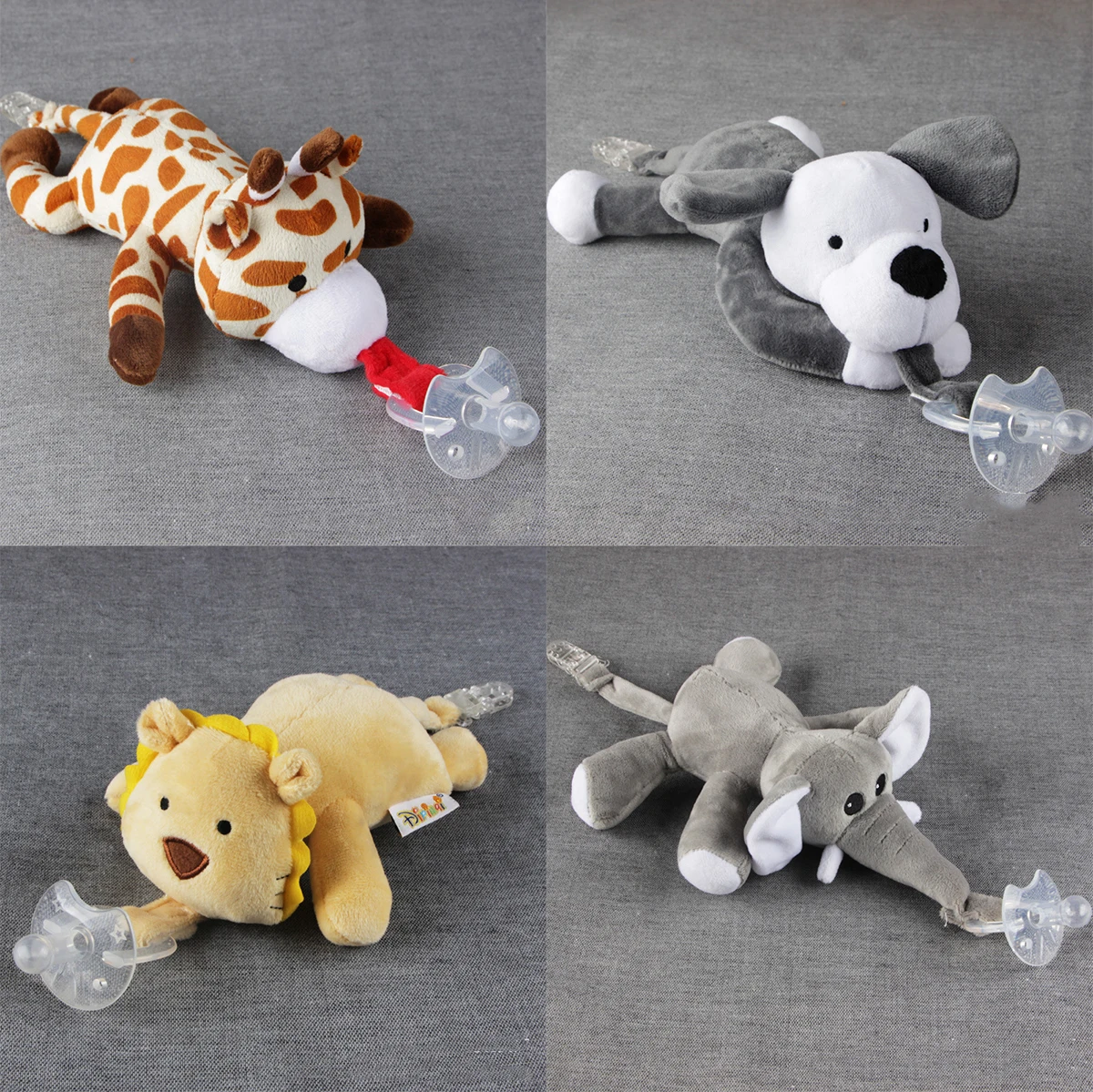 24 Animal Selection Baby Boy Girl Dummy Pacifier Chain Clip Plush ...
