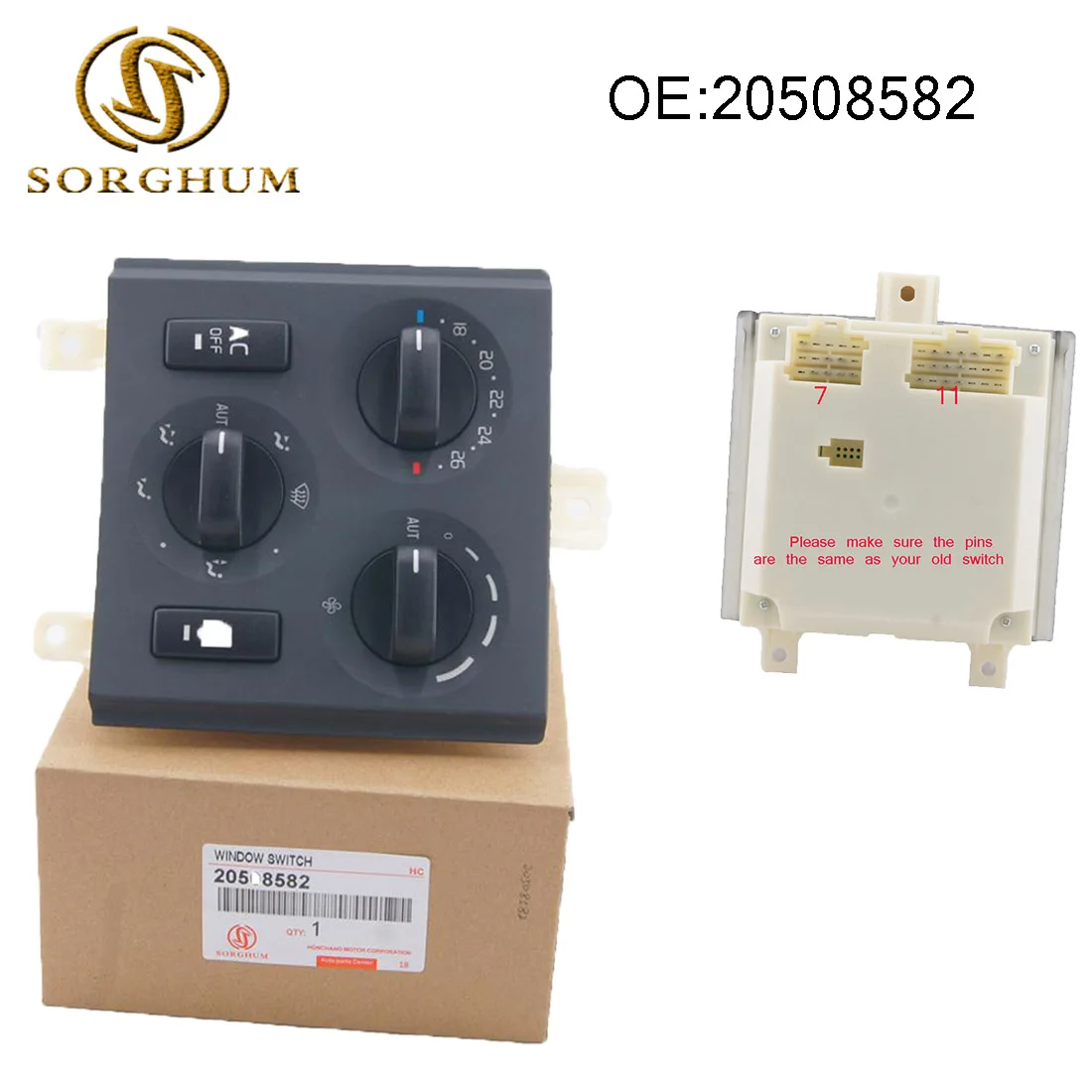 볼보 트럭 결합 스위치용 24V 스위치 패널 실내 온도 조절 장치, 20508582 85115380 20853478 ...