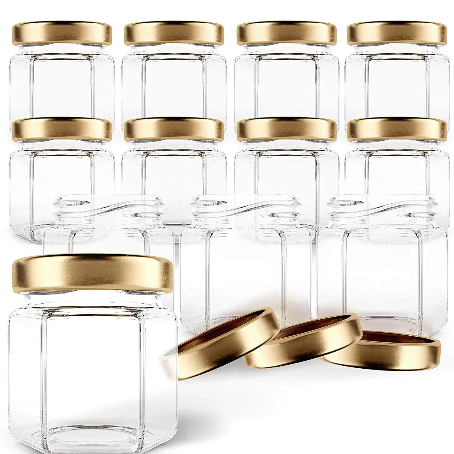 Hexagon Glass Jars Premium Food-grade. Mini Jars With Lids For Gifts ...