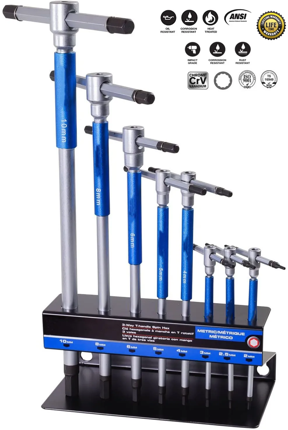 T Handle Hex Allen Key Wrench w/ Speed Sleeves for Fast Spinning Action ...