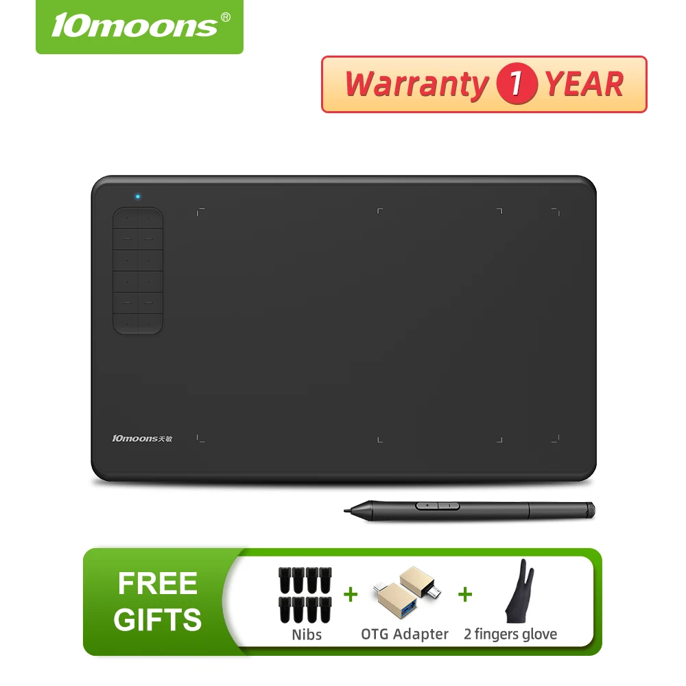 10moons G12 Graphic Drawing Tablet With Large Active Area Digital ...