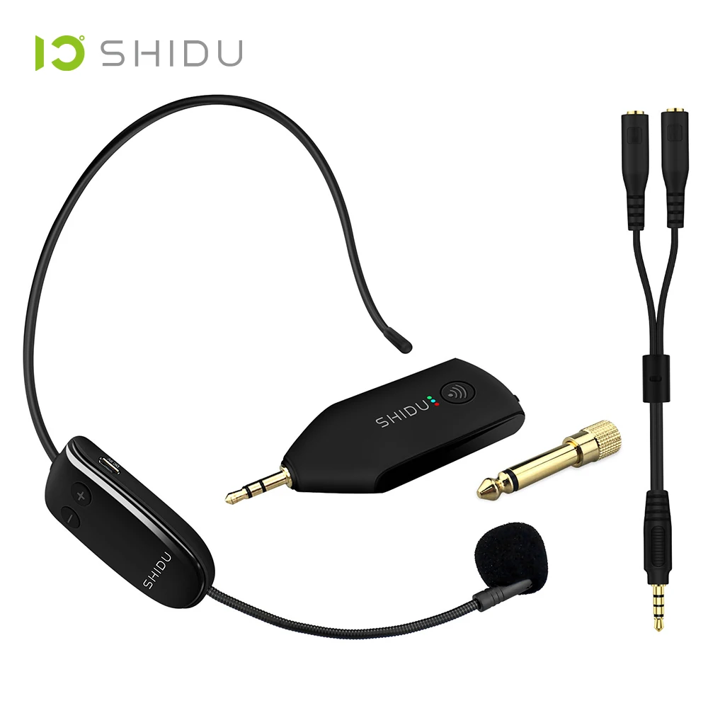 SHIDU U8 UHF Wireless Microphone 3.5/6.5mm Plug Headset Handheld 2In1 ...