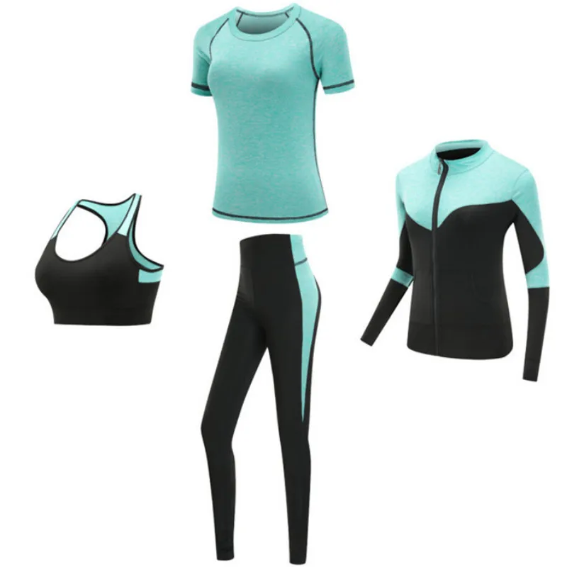 Quick-dry-women-sportswear-4PCS-set-fitness-gym-yoga-clothing-suit-sets ...