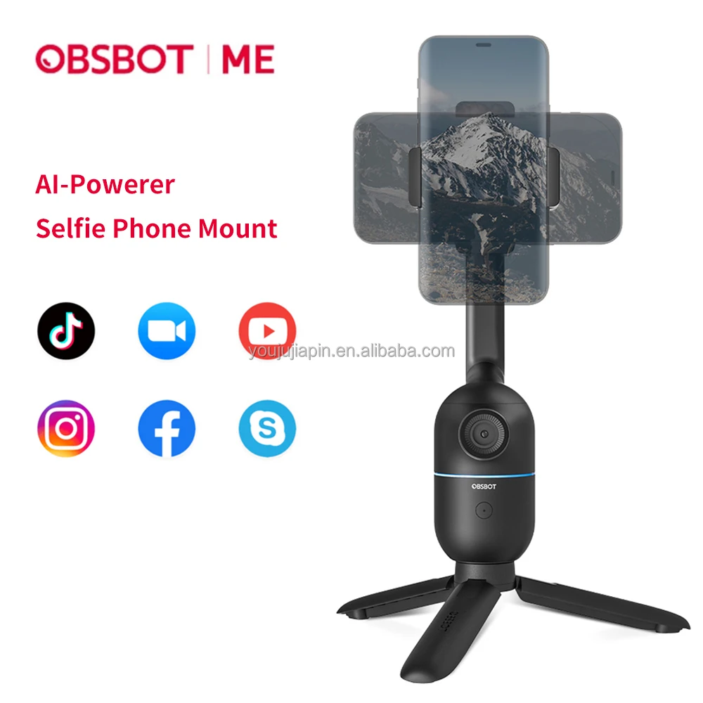 Obsbot Me Ai Powered Auto Tracking Portable Selfie Stick Gimbal Foldable Phone Mount For Vlog ...