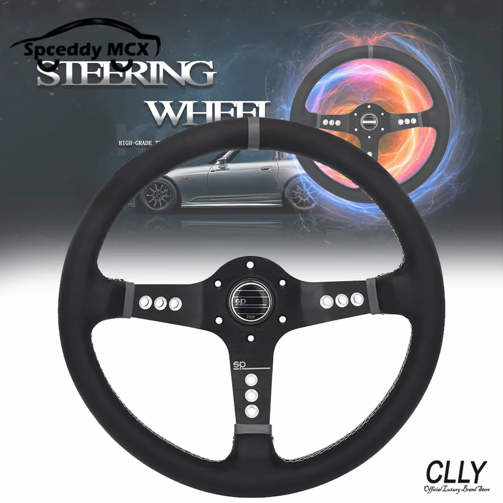 Racing-Steering-wheel-Sport-350mm-Deep-Corn-With-Black-Spoke-14-inch ...