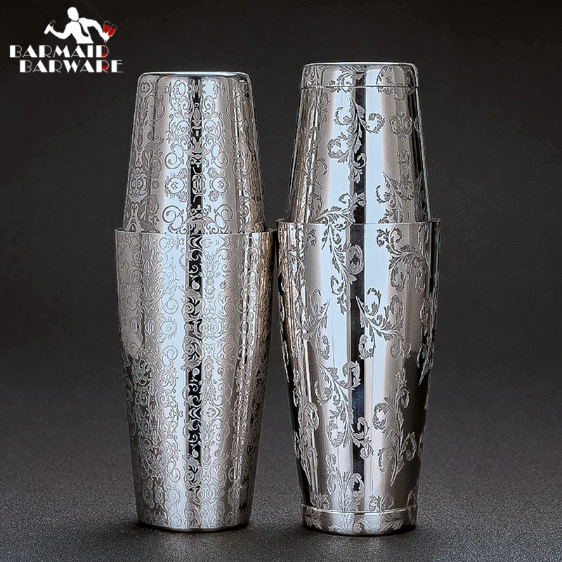 550ml/850ml Engraving Stainless Steel Cocktail Boston Bar Shaker Bar ...