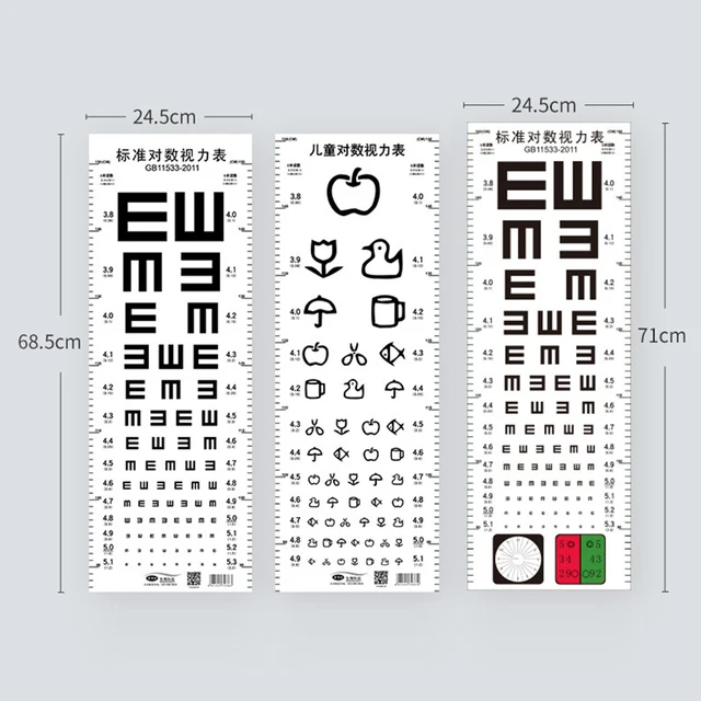 Waterproof Snellen Eye Chart Standard Visual Acuity Chart with Height ...