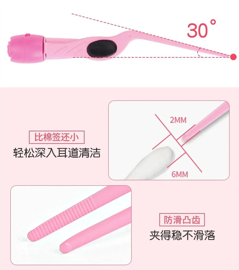 Очиститель для ушей светодиодный фонарик ушной палочки для удаления ...