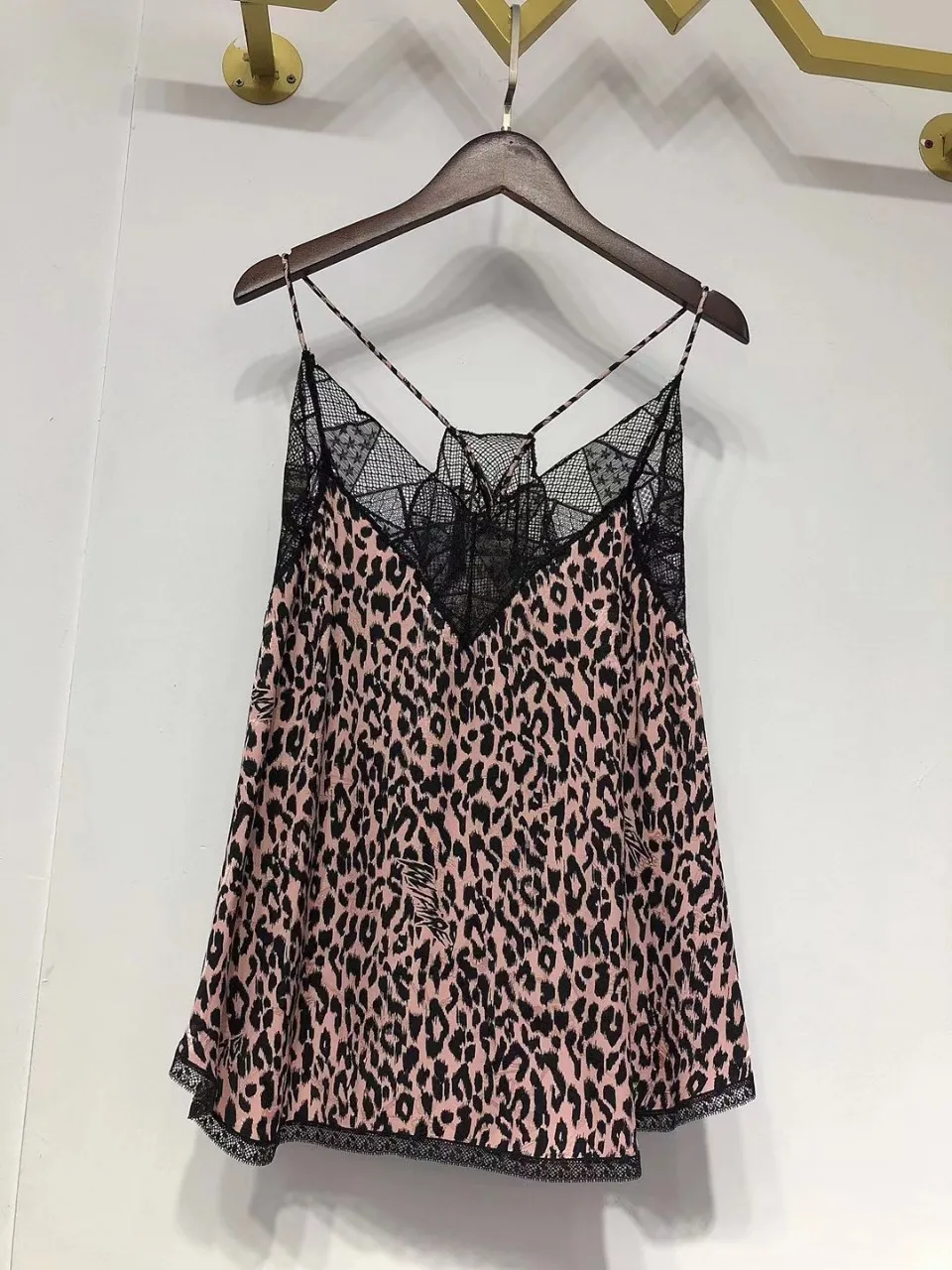Women Tops New Leopard Print Tube Top V Neck Lace Strap - Tanks & Camis ...