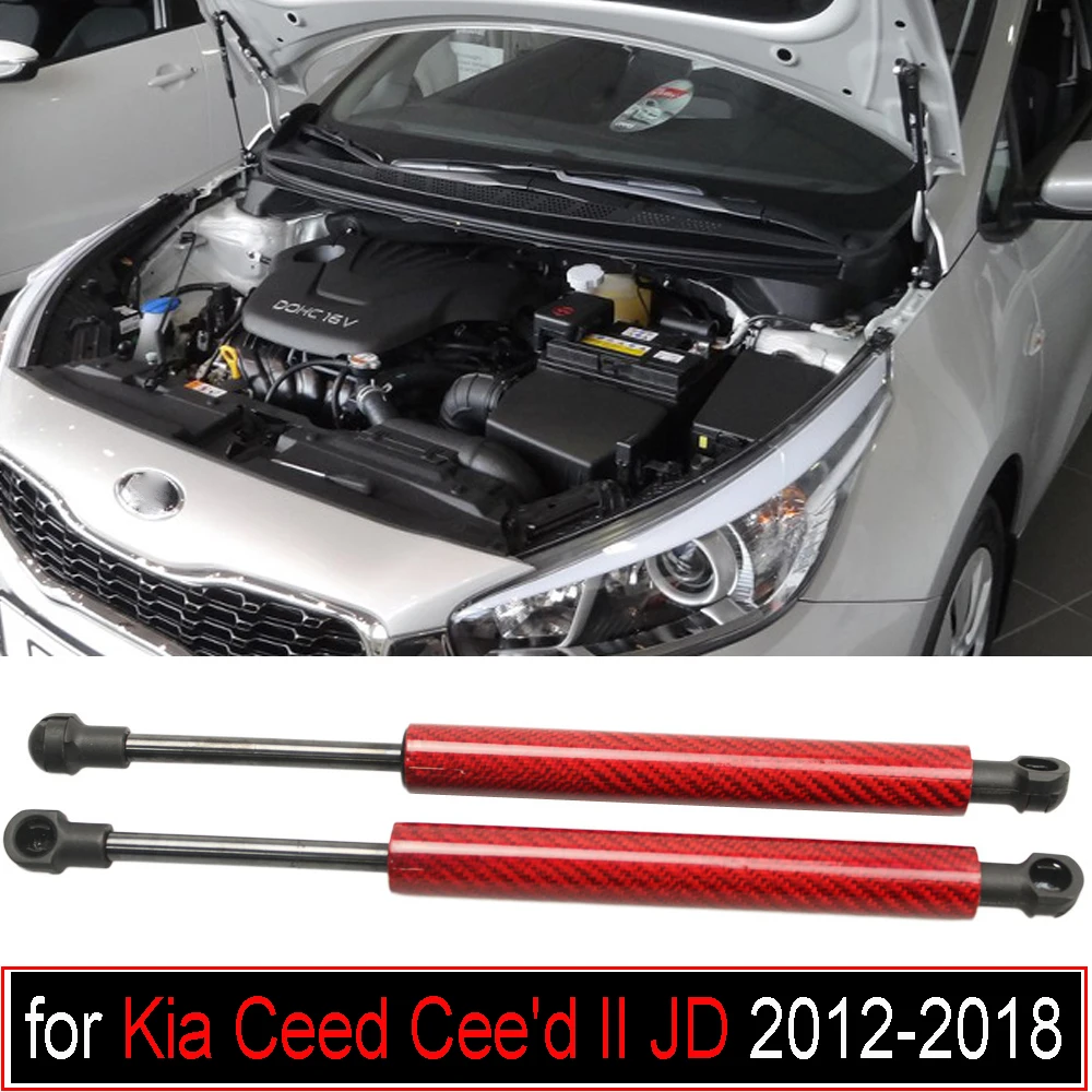 For Kia Ceed Cee'd Ii Jd 2012-2018 2x Front Hood Bonnet Modify Gas Struts Carbon Fiber Lift ...