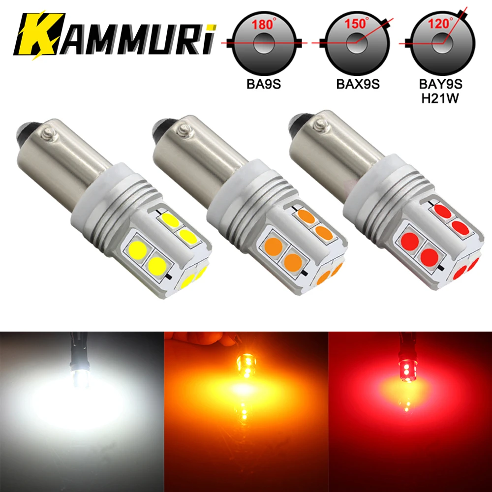 LED Light 5W BAY9s H21W Green Two Bulbs Park Backup Marker Signal ...