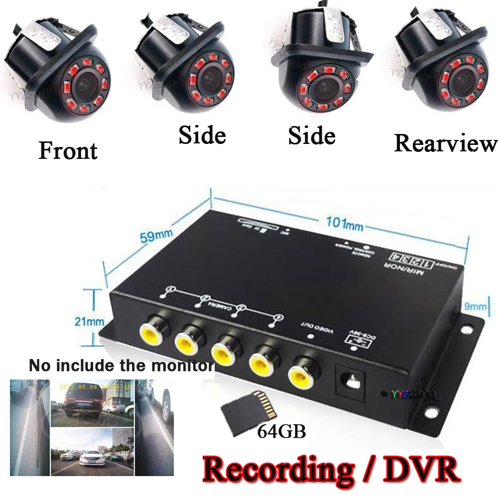 Car Dvr Recorder 9-36v/parking Assistance 4 Way Video Switch Combiner ...