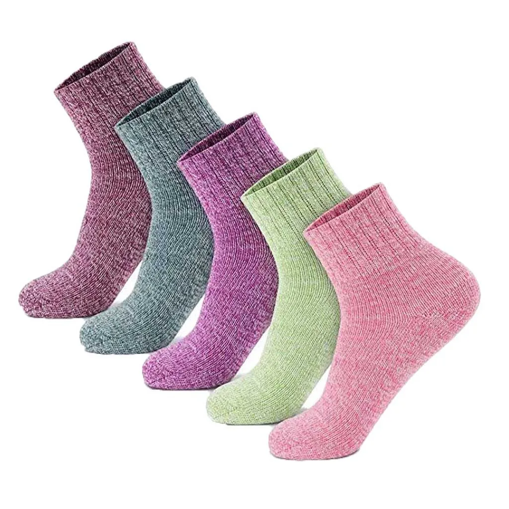 New Design 5 Pairs Vintage Colorful Autumn Winter Warm Women Soft Socks ...