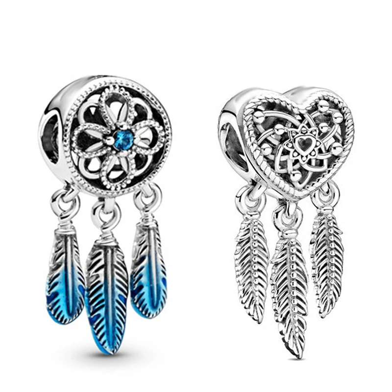 2Pcs/Lot Tassel Charm Pendant Dream Catcher Blue New Flower Beaded ...