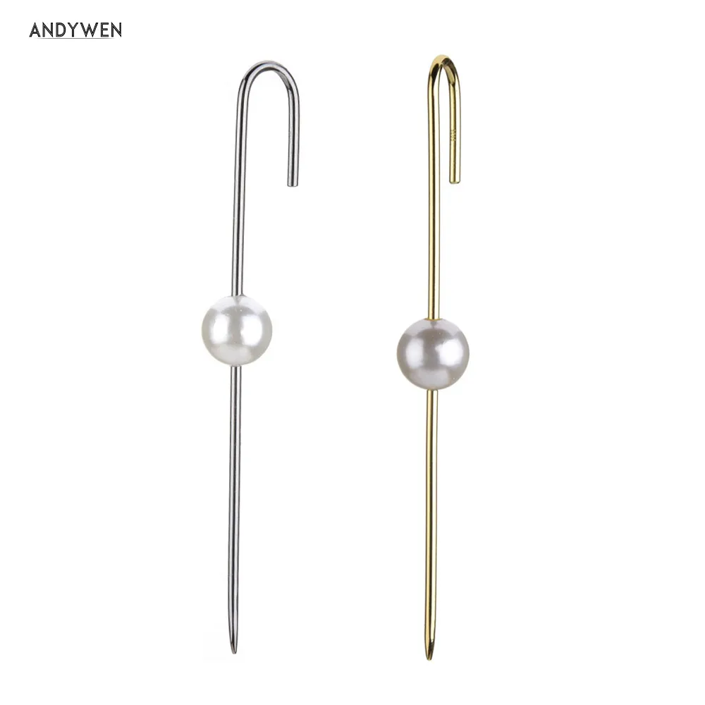 ANDYWEN 925 Sterling Silver Ear Thread Ear Pin Long Ear Cuff Earcuff ...