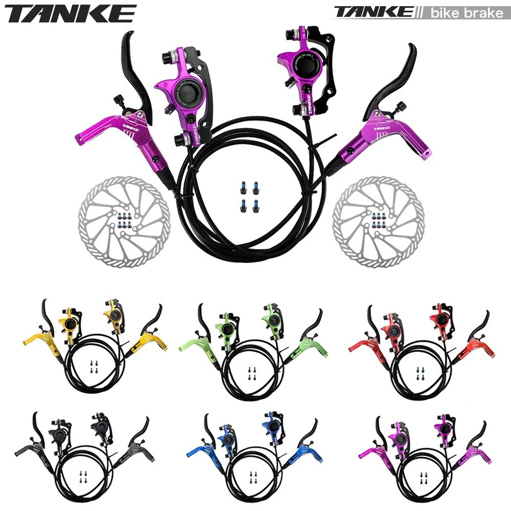 TANKE MTB Bike Hydraulic Disc Brake Set 160mm Rotors Oil Calliper Plate ...