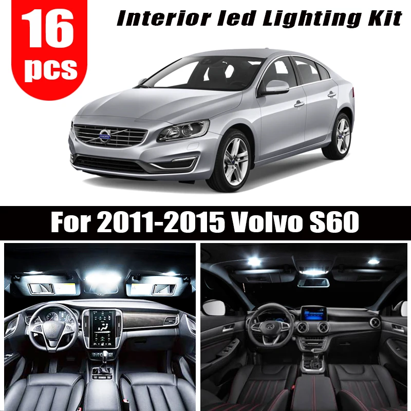 Kit interior automotivo lâmpadas led 16x, 2011 2015, volvo s60, 12v, led, mapa dome lâmpada da ...