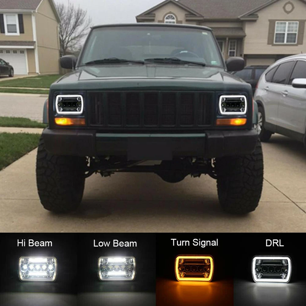 7x6" 5x7" Universal Car Led Headlight Ip67 Waterproof Drl Turn Signal ...