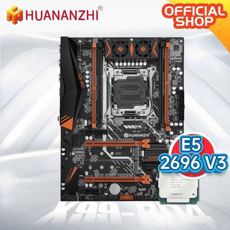 HUANANZHI X99 BD4 X99 Motherboard with Intel XEON E5 2696 v3 LGA2011 3 DDR4 RECC/NON memory ...