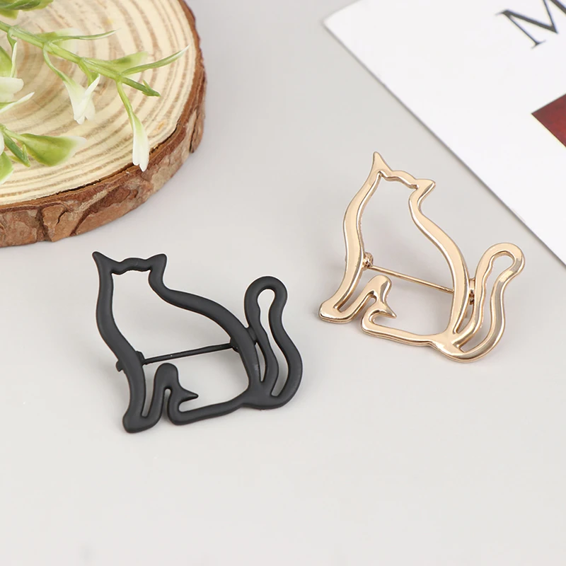 Ins Cute Hollow Small Fat Cat Brooch For Women Personality Cardigan ...