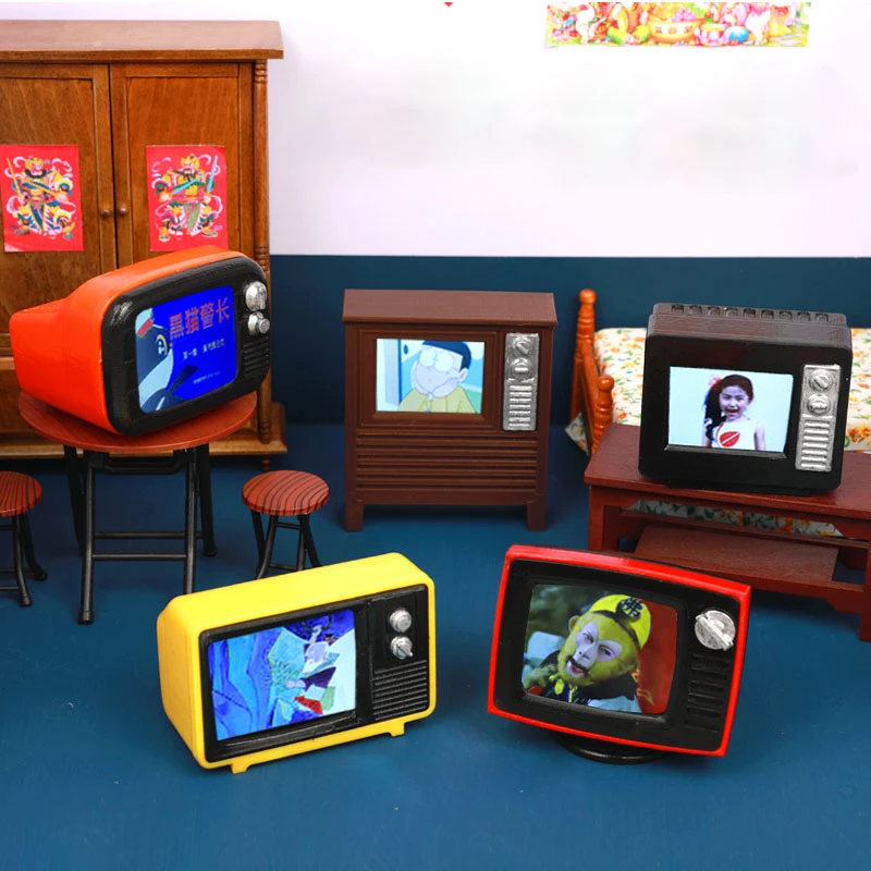 Retro Mini Portable Tv Television Watch Tv Dollhouse Scene Ob11 Model ...