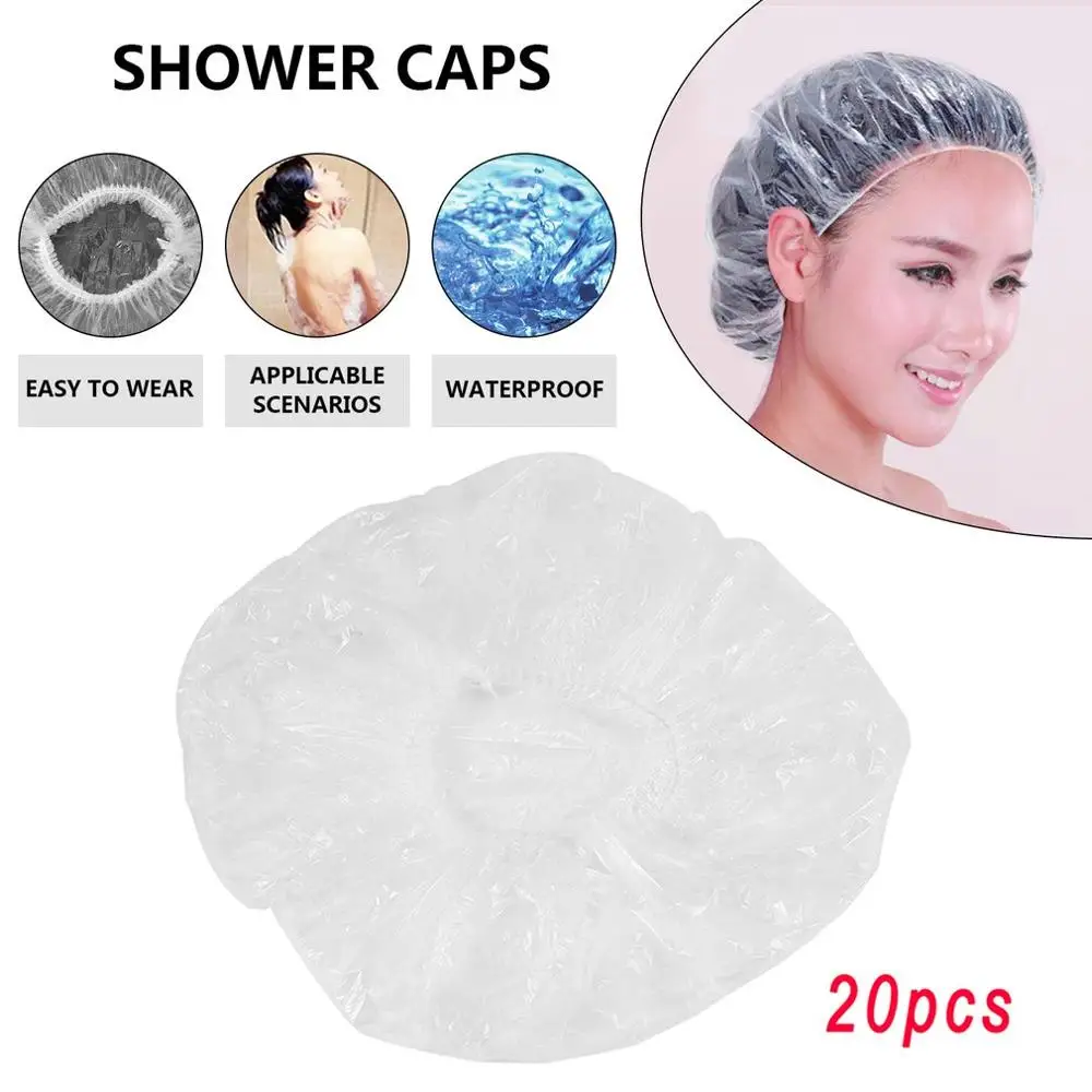 20-pcs-pack-Disposable-Shower-Caps-One-Off-Elastic-Shower-Bathing-Cap ...
