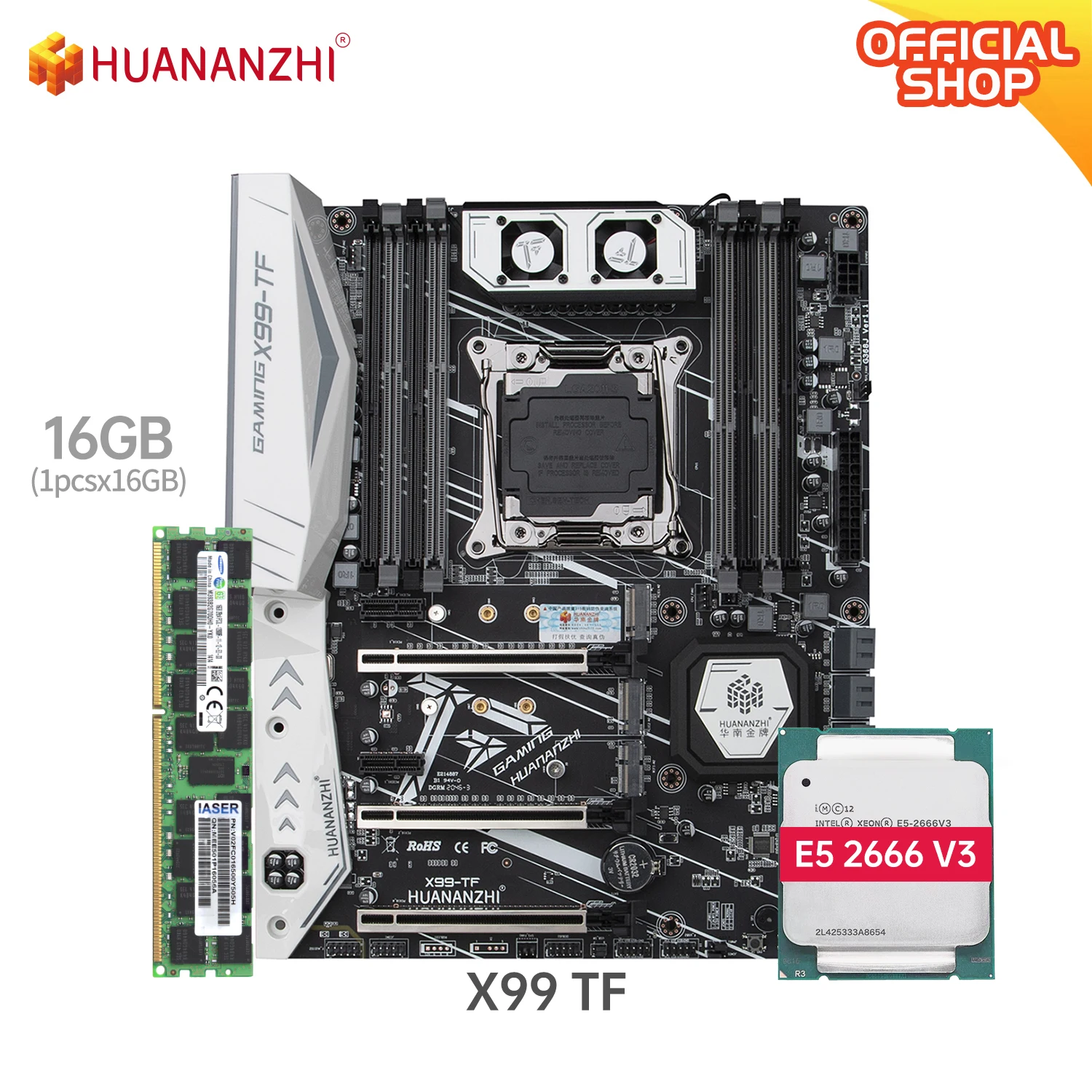 HUANANZHI X99 TF X99 Motherboard with Intel XEON E5 2666 V3 with 1*16G ...