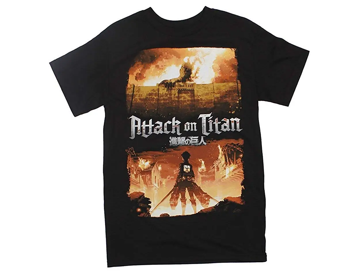 Cheam Attack On Titan Key Art Adult T Shirt,Black,Medium Sleeve Shirts ...