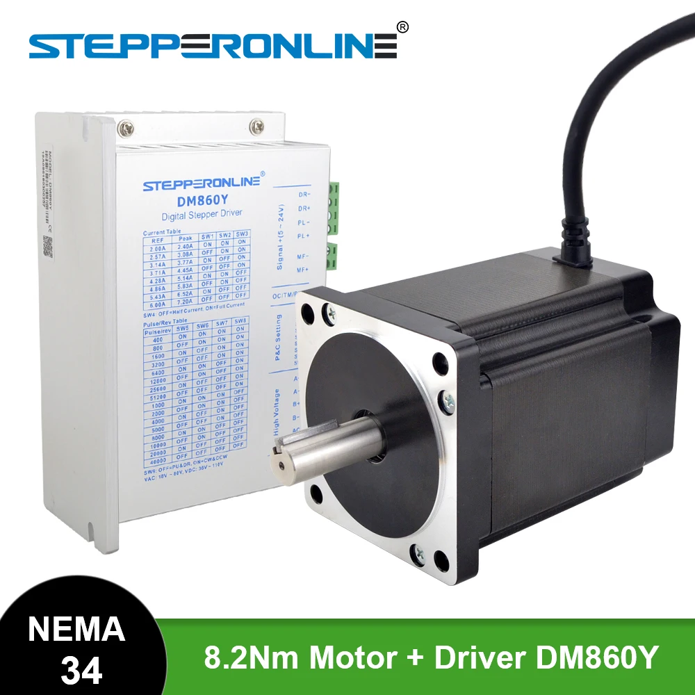 1 Axis Stepper CNC Kit 8.2Nm Nema 34 Stepper Motor 6A & Digital Stepper ...
