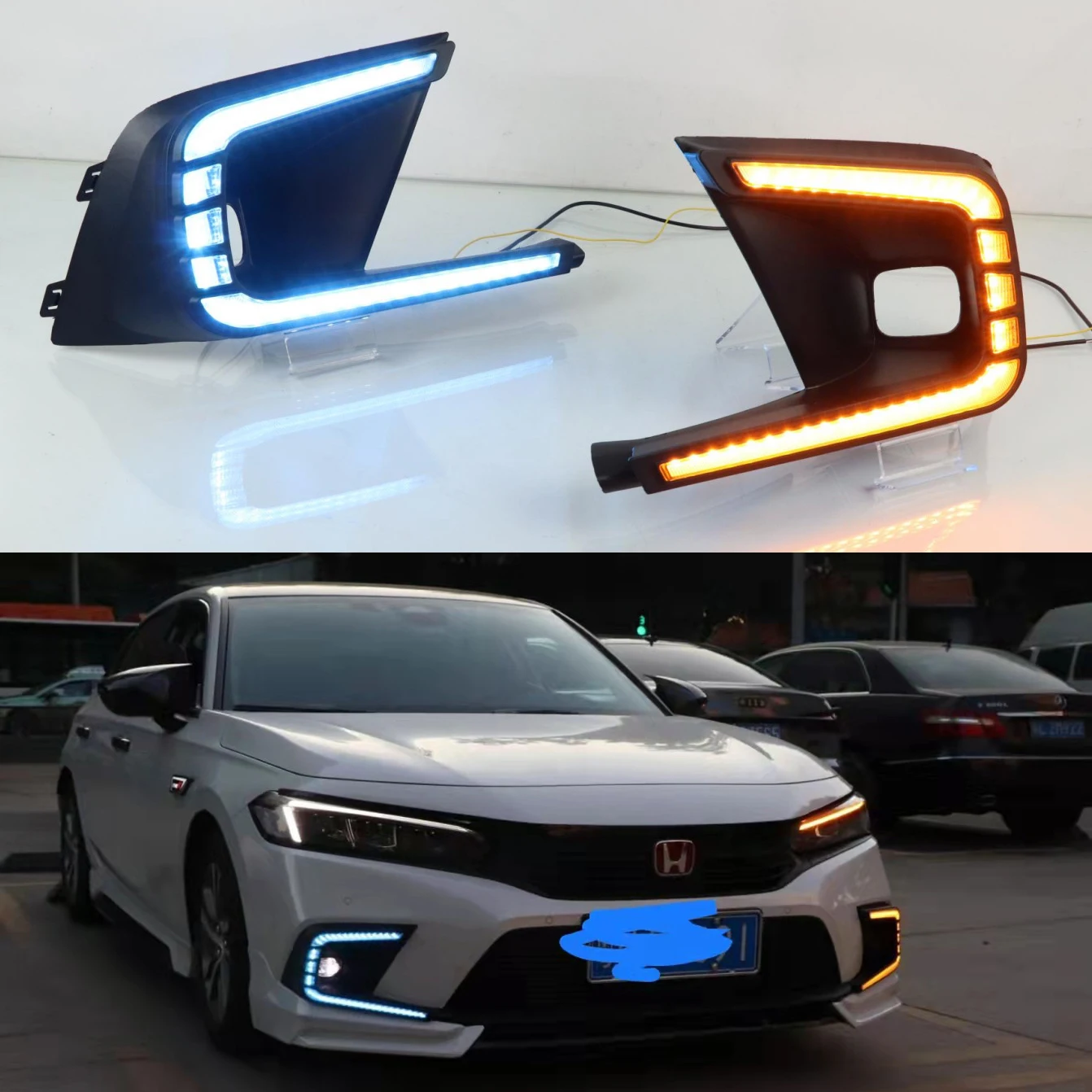 2pcs-Car-Led-Daytime-Running-Lights-Headlight-Fog-Turn-Signal-Yellow ...
