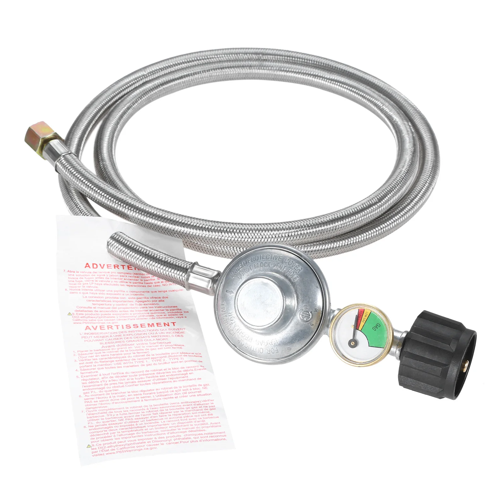 5ft Stainless Propane Regulator Hose with Gauge for Burner Stove Gas ...