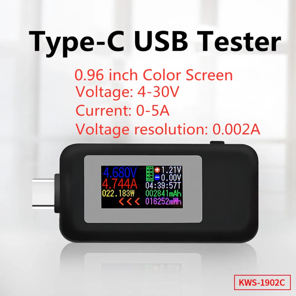 10 in 1 DC Type C Color Display USB Tester 0 5A Current 4 30V Voltage ...