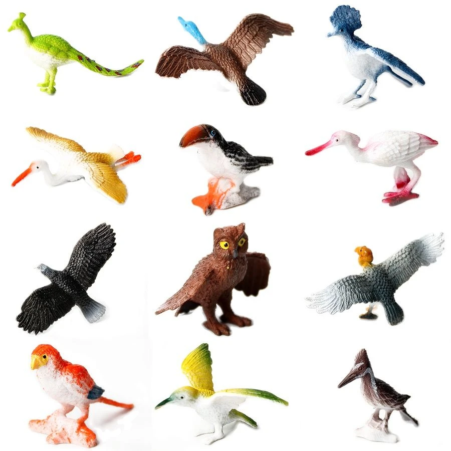 12pcs Multi-color Birds Toys Plastic Model Bird Figures,action Figure ...