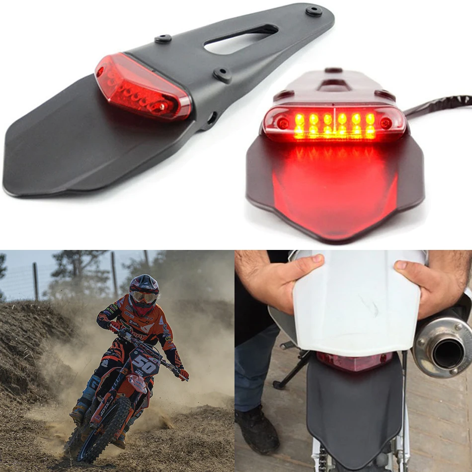 Motorcycle Rear Fender Tail Light Dirt Bike 12V LED Taillight Brake ...