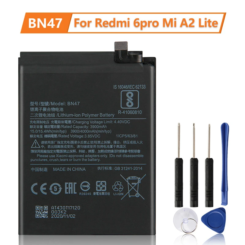 New Replacement Battery BN47 For Xiaomi RedMi6 Pro Redmi 6 pro Mi A2 ...