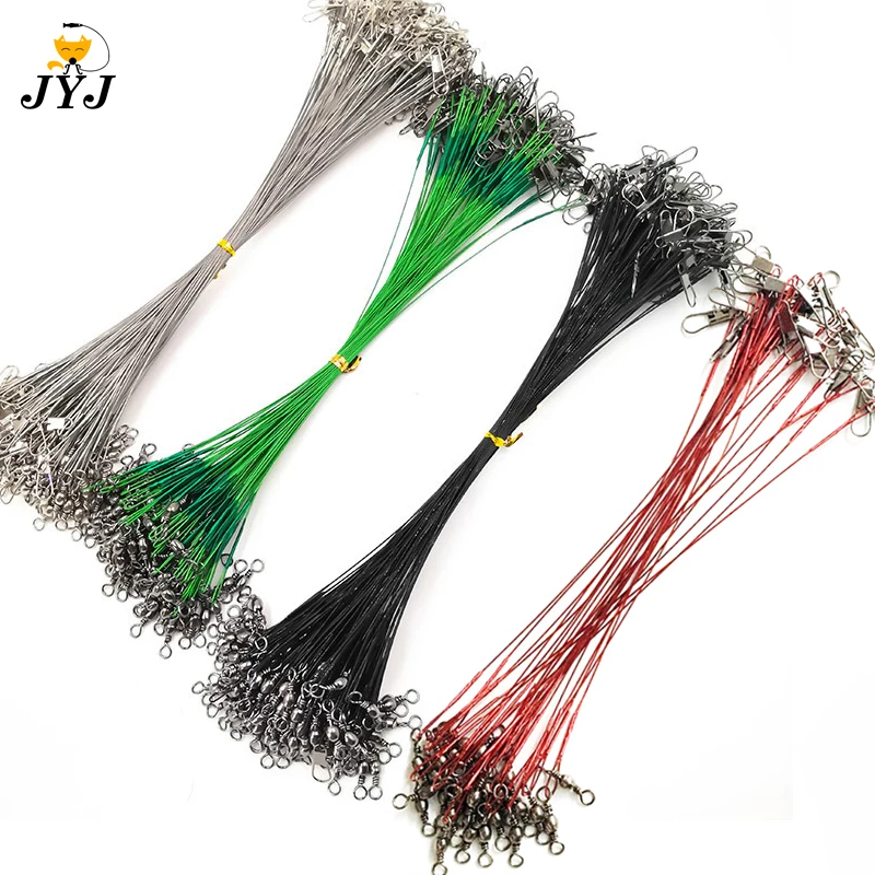 20pcs-15CM-50CM-Anti-Bite-Steel-Fishing-Line-Steel-Wire-With-Swivel ...