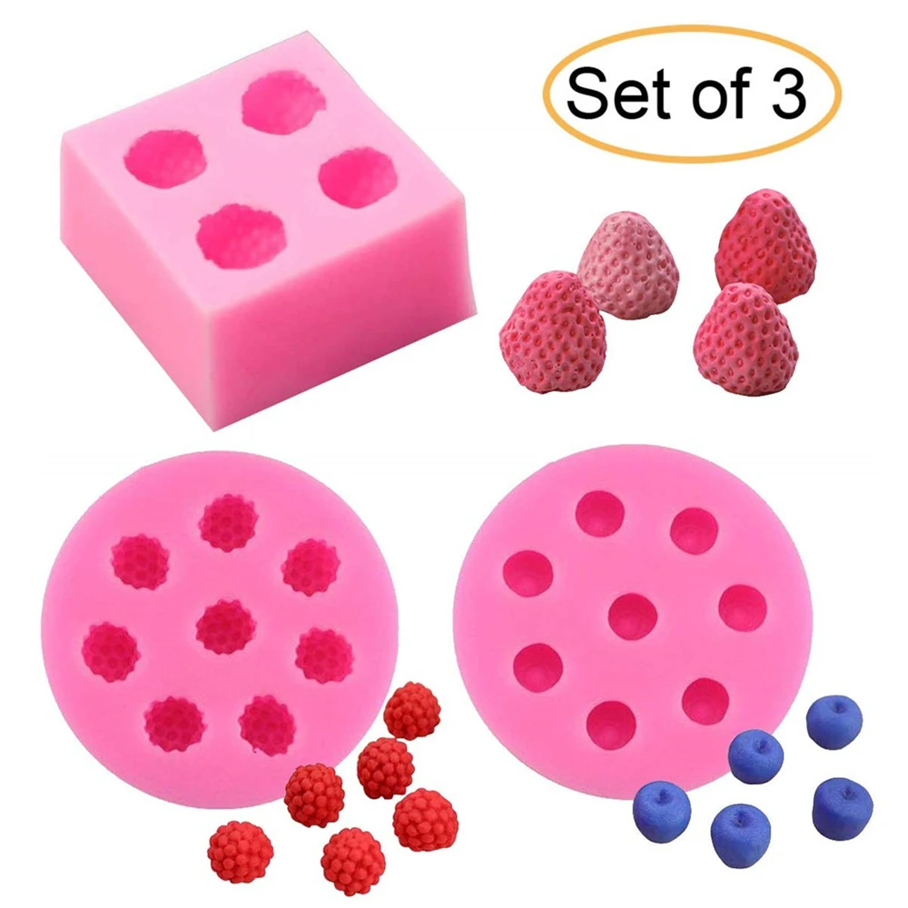 Candle Silicone Molds 3d Strawberry Shape Mould Raspberry Blueberry ...