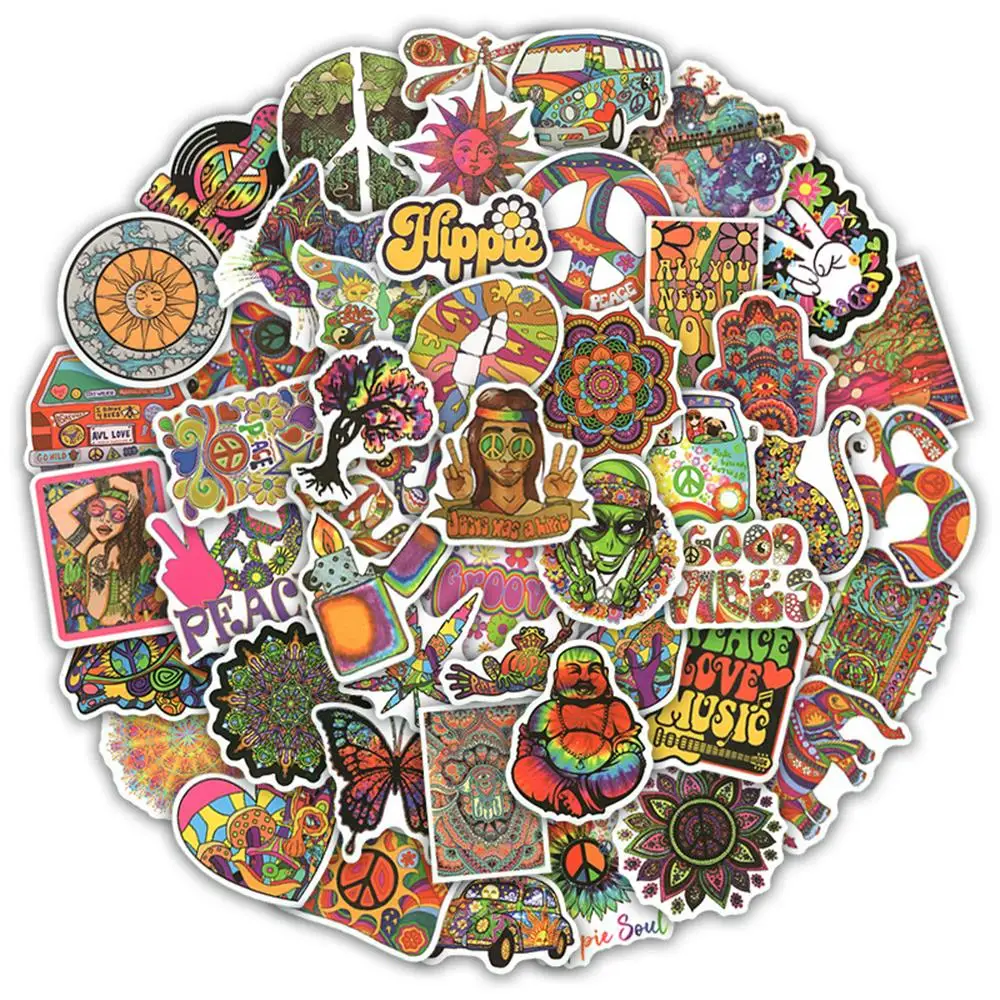 10-30-50PCS-Hippie-Art-Sticker-Psychedelic-For-Suitcase-Notebook ...