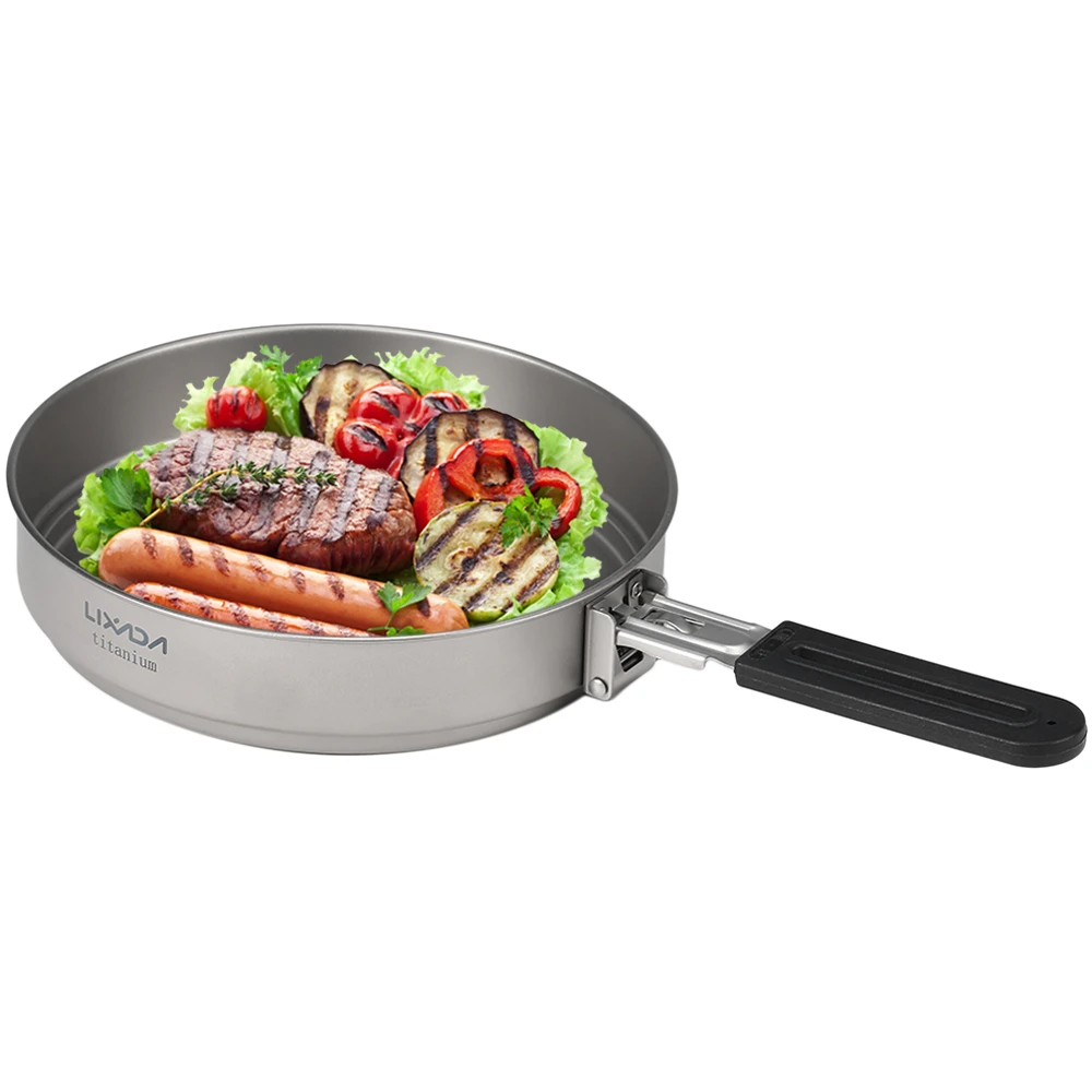 Lixada-1400ml-Titanium-Fry-Pan-Ultralight-Grill-Frying-Pan-with-Folding ...