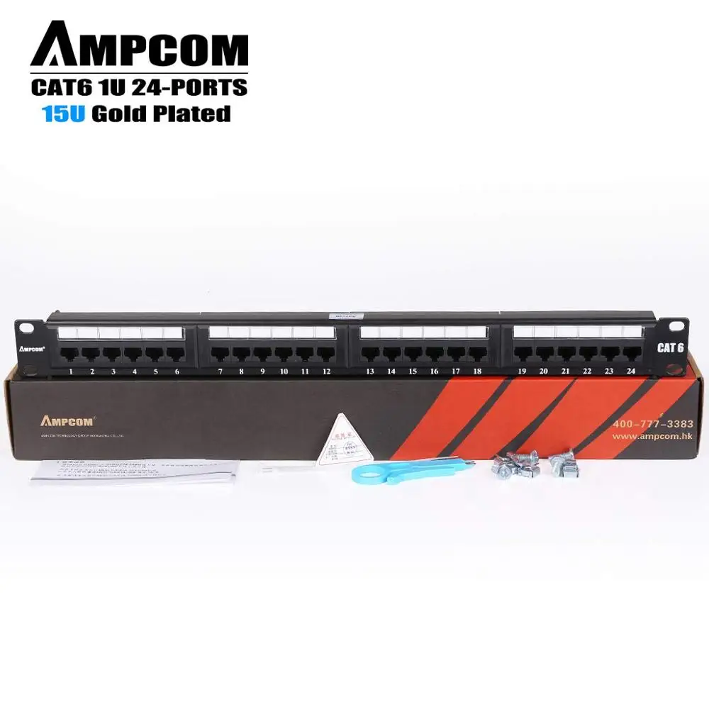 Cat 6 Patch Panel AMPCOM Industrial Series CAT6 48 Ports Patch Panel ...