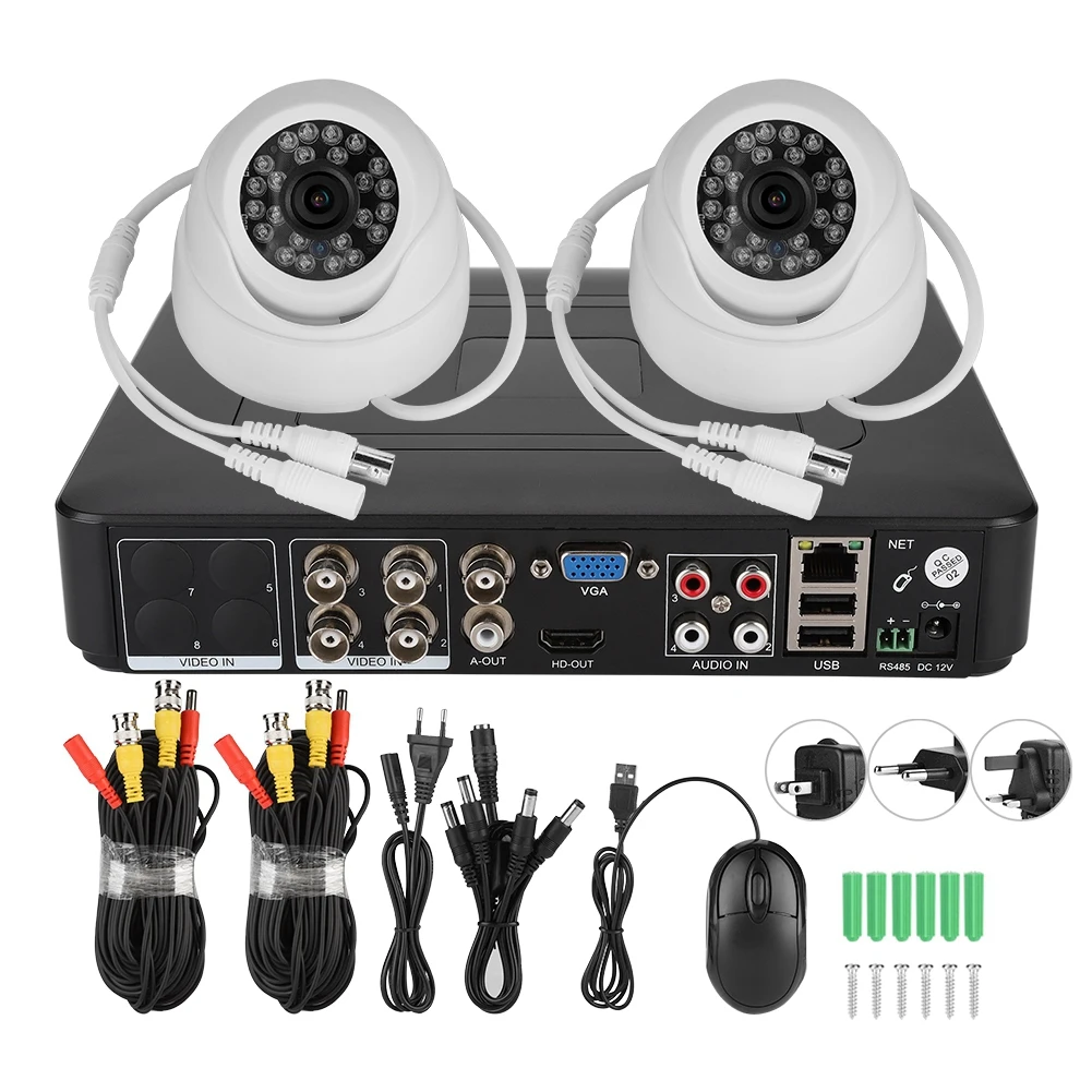 2CH Coaxial AHD Surveillance Video Security Camera Kit HD 500W Pixels ...